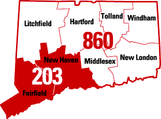 Connecticut Area Codes Map Tourist Map Of English - Bank2home.com
