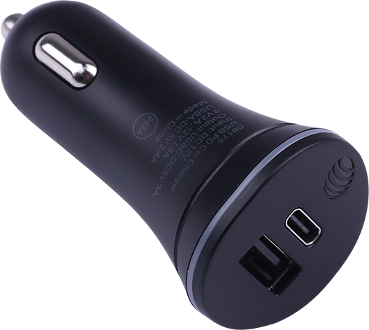 AT&T 30W Bullet Car Charger Dual USB-A and Type C - Black Black from AT&T