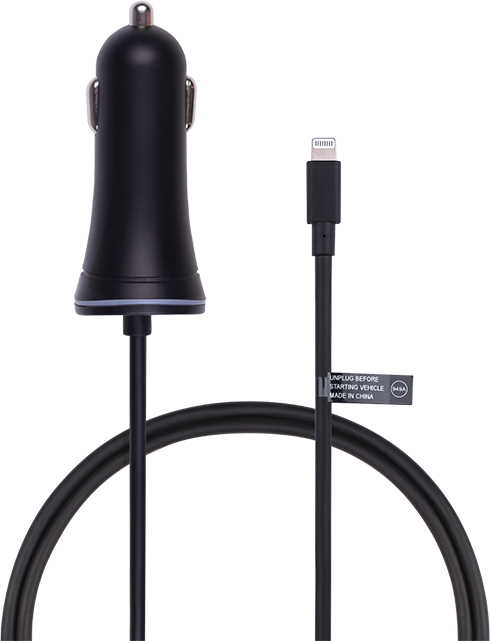 AT&T 30W Captive Cable Car Charger Lightning - Black Black from AT&T