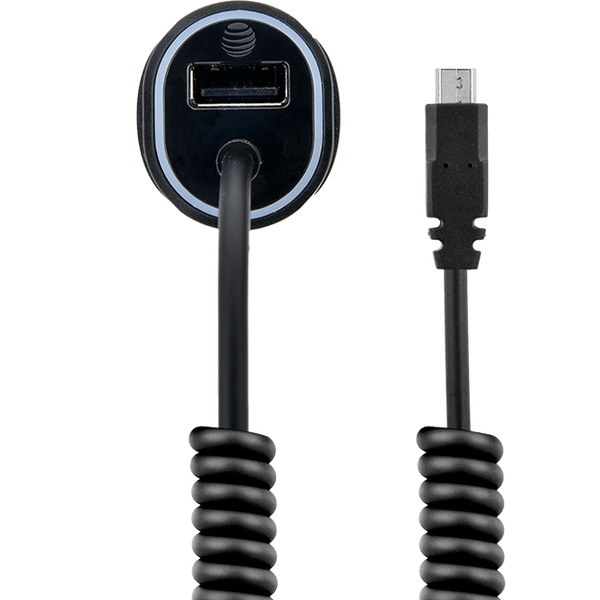 AT&T 3.4A Single USB and Corded Micro USB Car Charger Black Black from AT&T