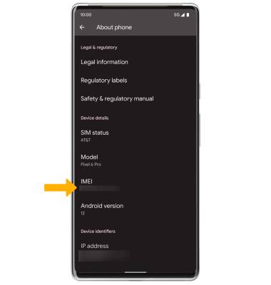 Google Pixel 6 Pro (G8V0U) - Find IMEI, Phone & Serial Number - AT&T