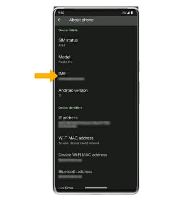 Google Pixel 6 Pro (G8V0U) - Find IMEI, Phone & Serial Number - AT&T