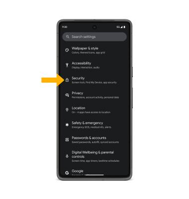 Google Pixel 7 (GQML3) - Secure My Device - AT&T