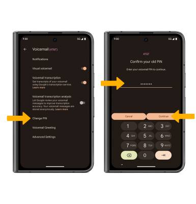 Google Pixel Fold (G9FPL) - Change or Reset Voicemail Password - AT&T