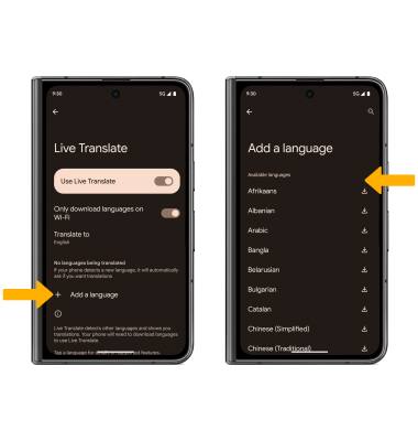 Google Pixel Fold (G9FPL) - Live Translate - AT&T