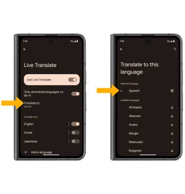 Google Pixel Fold (G9FPL) - Live Translate - AT&T