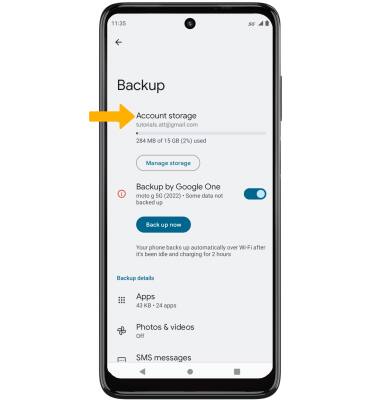 Motorola moto g 5G - 2022 (XT2213-2) - Back up & Restore with Google - AT&T