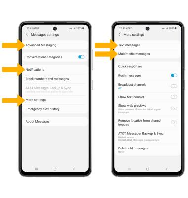 Samsung Galaxy A52 5G (SM-A526U) - Messaging Settings - AT&T
