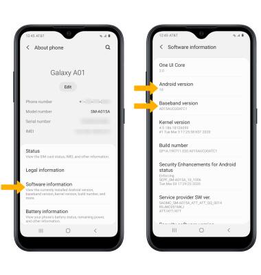 Samsung Galaxy A01 (SM-A015A) - Software Version - AT&T