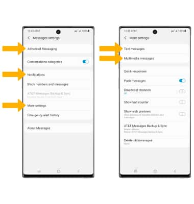 Samsung Galaxy Note 10 / Note 10+ (N970U/N975U) - Messaging Settings - AT&T