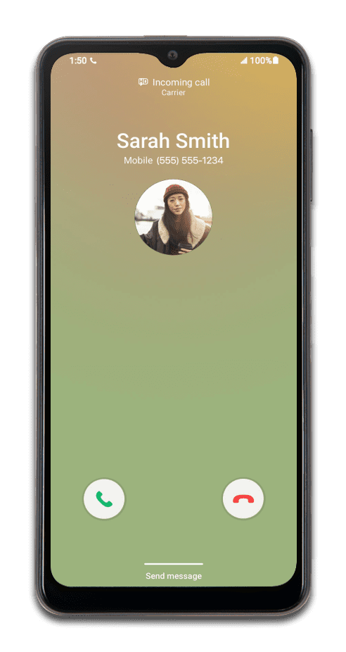 Samsung Galaxy A13 5G - Ignoring a call and replying with a text - AT&T