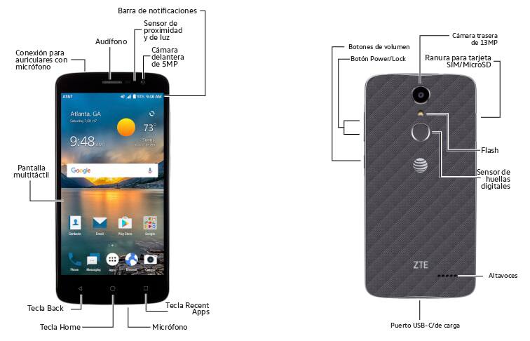 ZTE Blade Spark (Z971) Diagrama - Ayuda con los dispositivos de AT&T