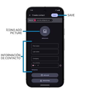 Google Pixel 9 (G2YBB) - Contactos - AT&T