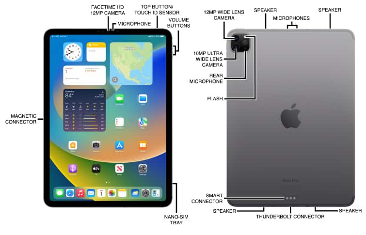 Apple iPad Pro 12.9-inch (2022) Diagram - AT&T Device Support