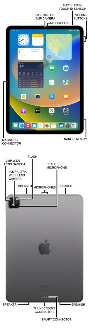 Apple iPad Pro 12.9-inch (2022) Diagram - AT&T Device Support