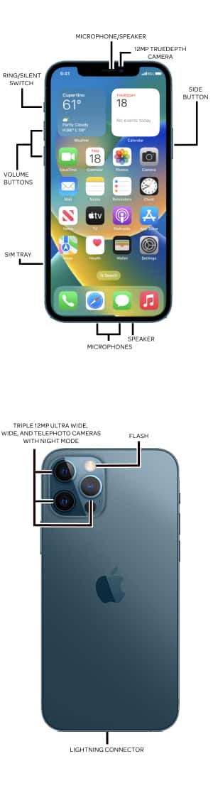 Apple iPhone 12 Pro Diagram - AT&T Device Support