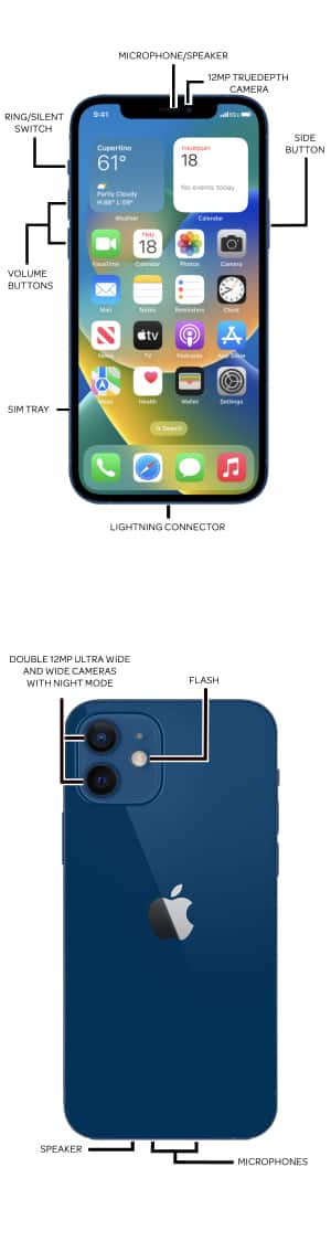 Apple iPhone 12 mini Diagram - AT&T Device Support