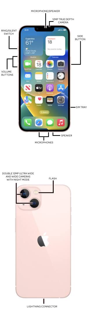 Apple iPhone 13 Diagram - AT&T Device Support