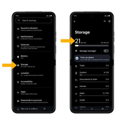 Motorola razr+ (XT2321-5) - Available Storage - AT&T