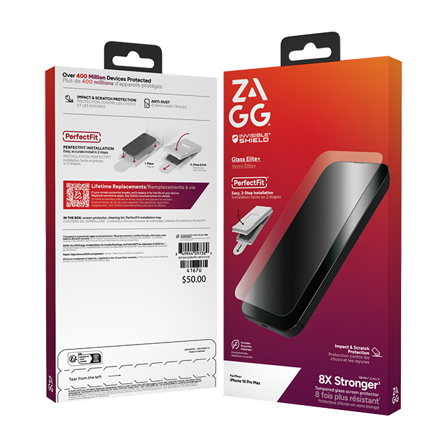 ZAGG Invisible Shield Glass Elite+ Screen Protector - iPhone 16 Pro Max ...
