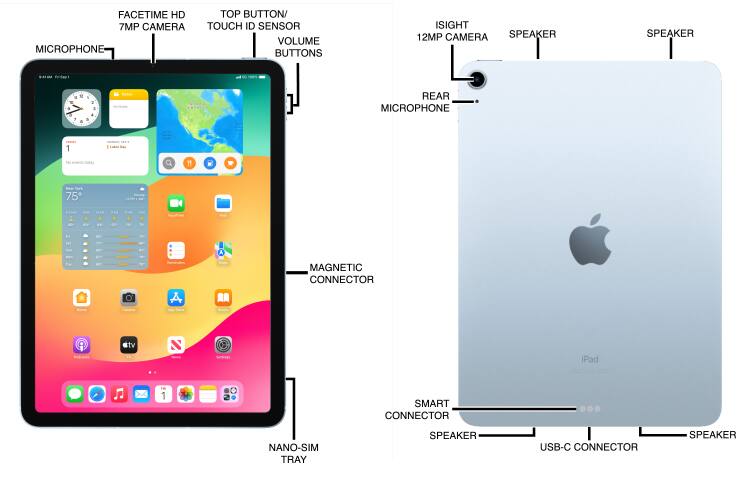 Apple iPad Air 4th Gen (2020) Diagram - AT&T Device Support