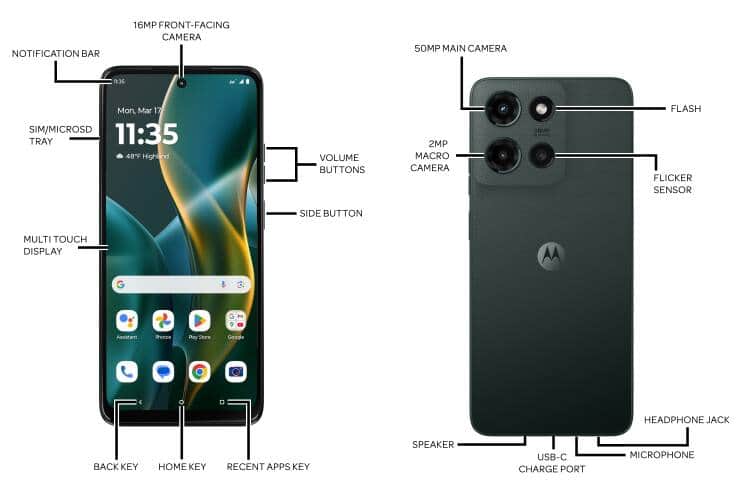 Motorola moto g - 2025 (XT2513-3) Diagram - AT&T Device Support